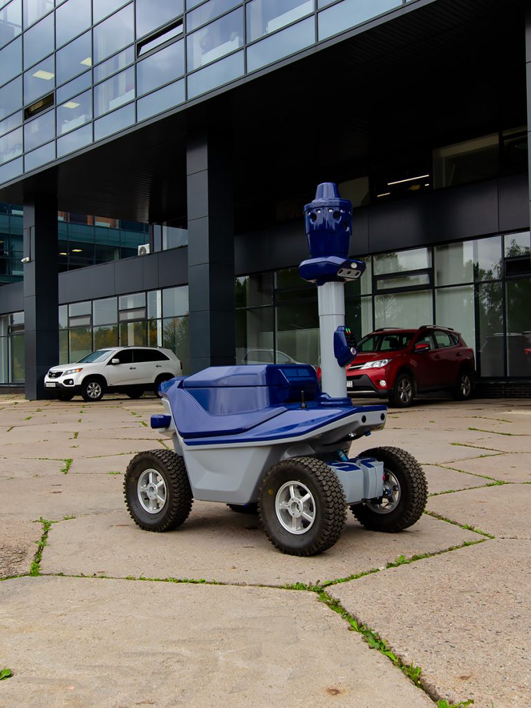 Self-driving parcel-delivery robots with a security surveillance system